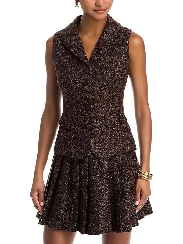 Aqua Tweed Vest - Brown/gold