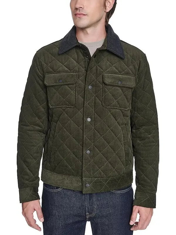 Cole Haan Quilted Corduroy Jacket - Olive