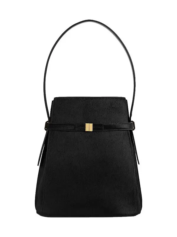 TOTEME Belted Calf Hair Bucket Bag - Black