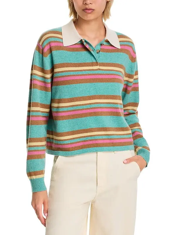 Guest In Residence Cropped Stripe Rugby Sweater - Glacier Combo