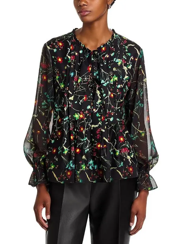 3.1 Phillip Lim Floral Silk Blouse - Black Multi