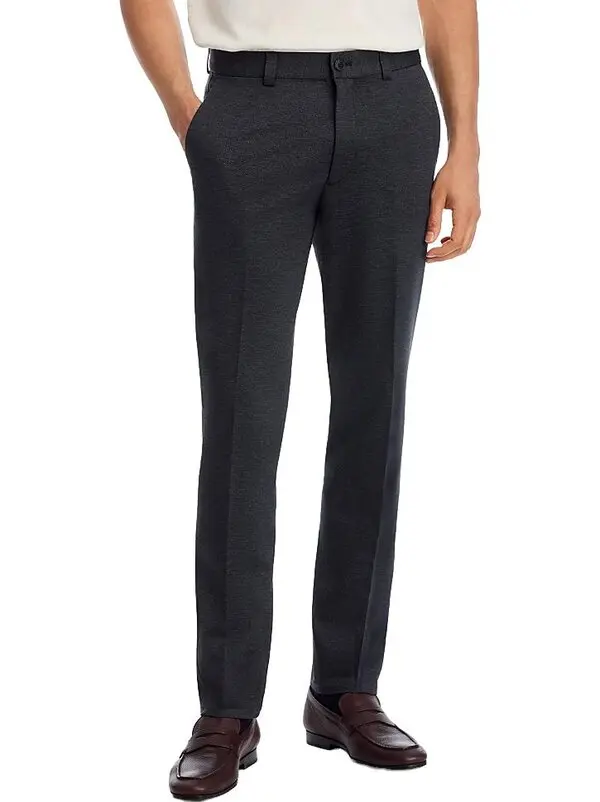 Hugo Boss Hesten Extra Slim Fit Melange Jersey Suit Pants - Black/ Charcoal