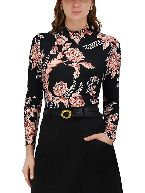 POINT Printed Mock Neck Top - Wallfloral