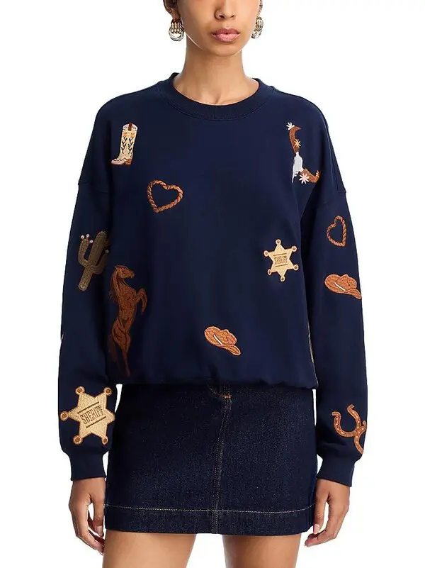 Aqua Western Graphic Sweatshirt - Navy