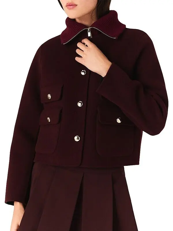 Maje Reversible Double Faced Jacket - Burgundy