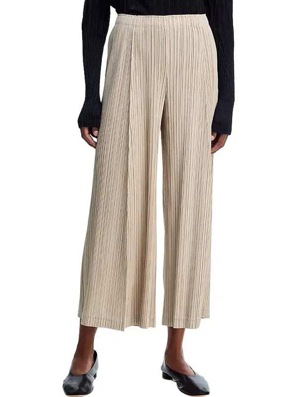 Issey Miyake Plisse Wide-leg Pants - Greige