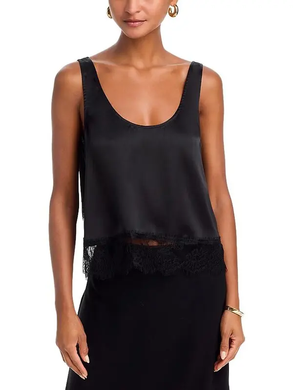 Steve Madden Coraline Lace Trim Top - Black