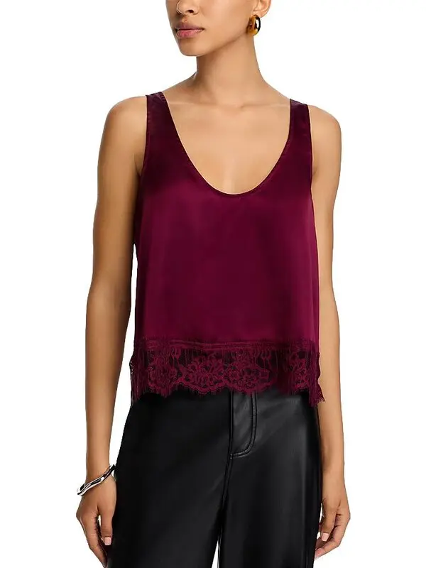 Steve Madden Coraline Lace Trim Top - Wine