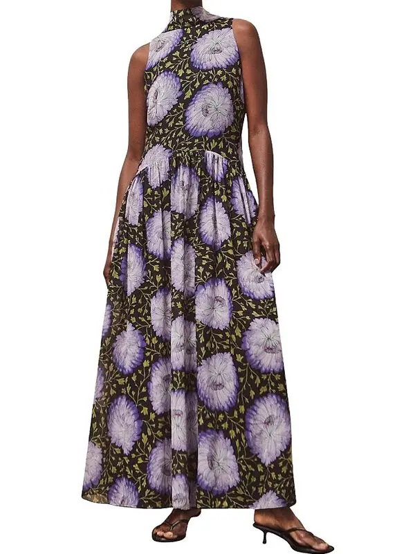 RO & ZO Printed Chiffon Maxi Dress - Lilac