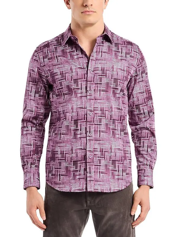 Robert Graham Berkley Long Sleeve Printed Woven Shirt - Berry