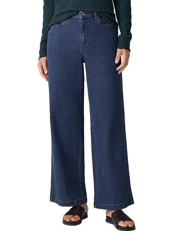 Eileen Fisher High-rise Wide-leg Jeans - Medium Indigo