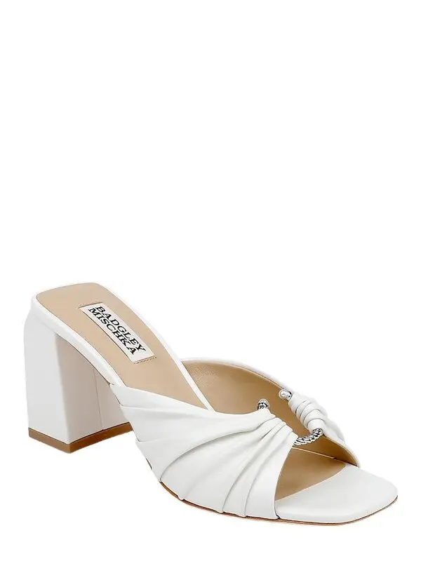 Badgley Mischka Vayla Leather Sandals - White Leather