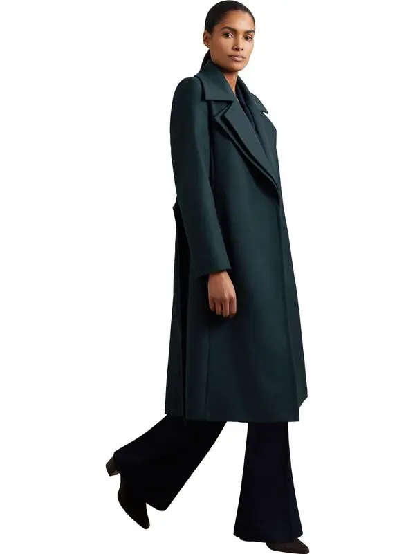 REISS Odette Wool-blend Belted Coat With Cashmere - Teal