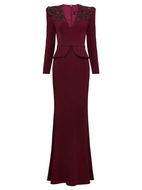 Jenny Packham Sequin-embellished V-neck Maxi Dress - Red