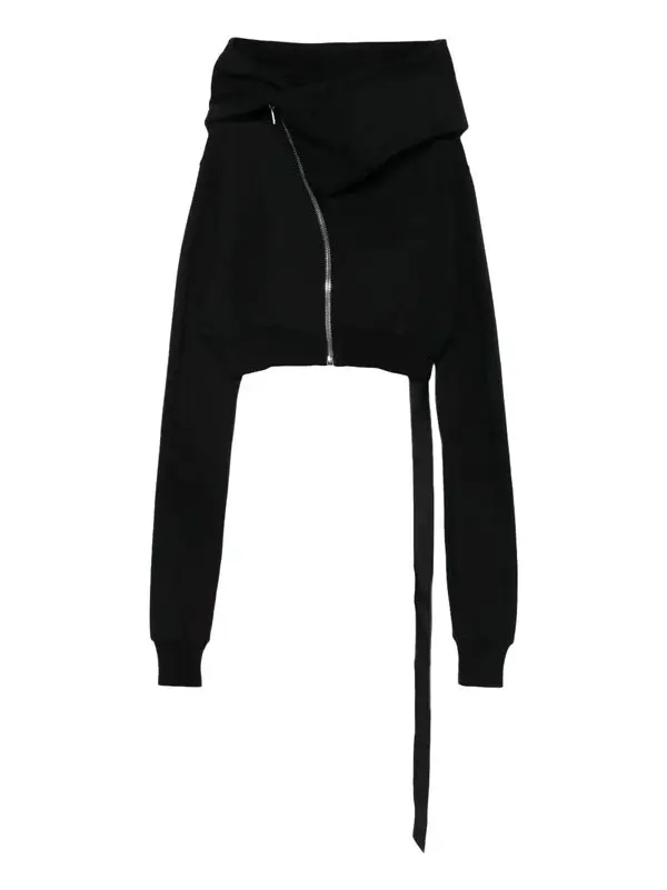 Rick Owens Draped Zip-front Asymmetrical Hoodie - Black