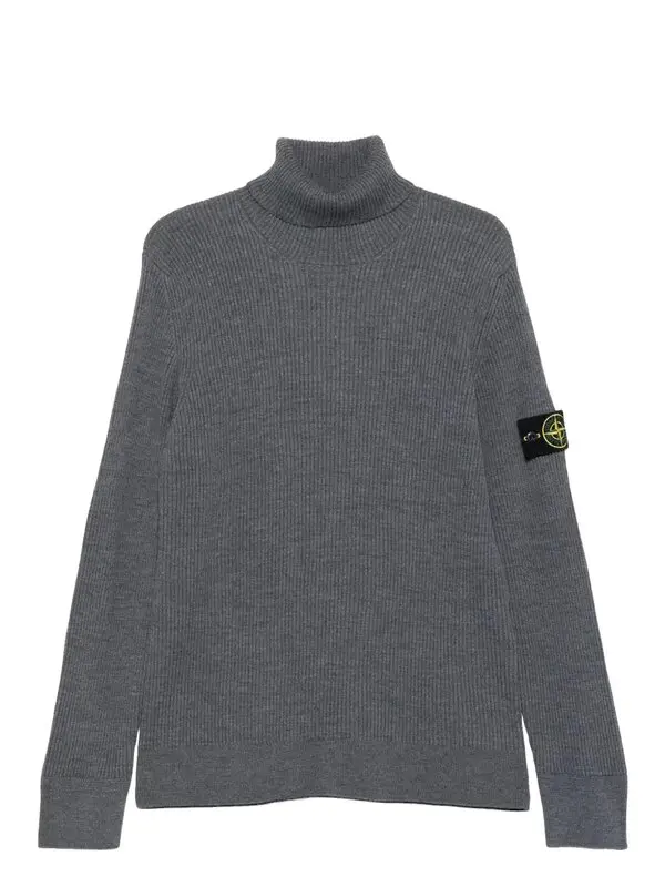 Stone Island Ribbed Turtleneck Sweater - Grey