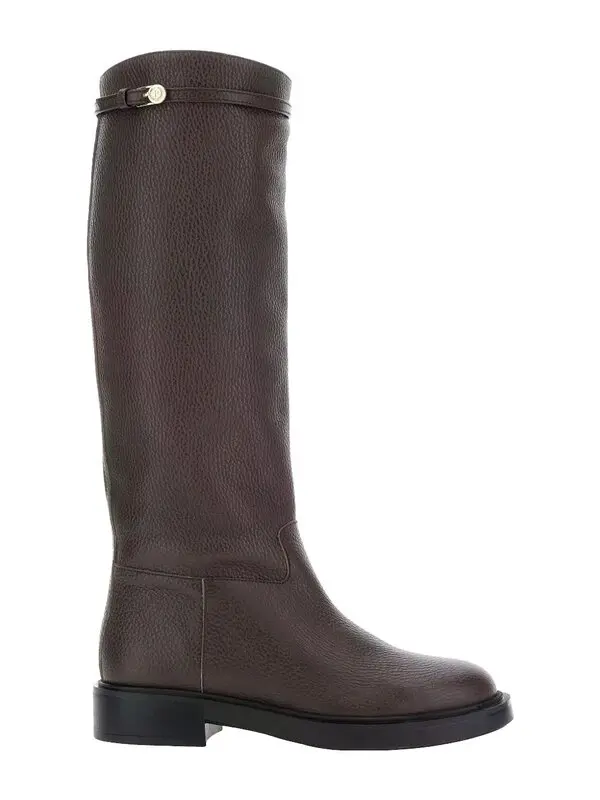 POLLINI Buckle-detail Leather Boots - Brown