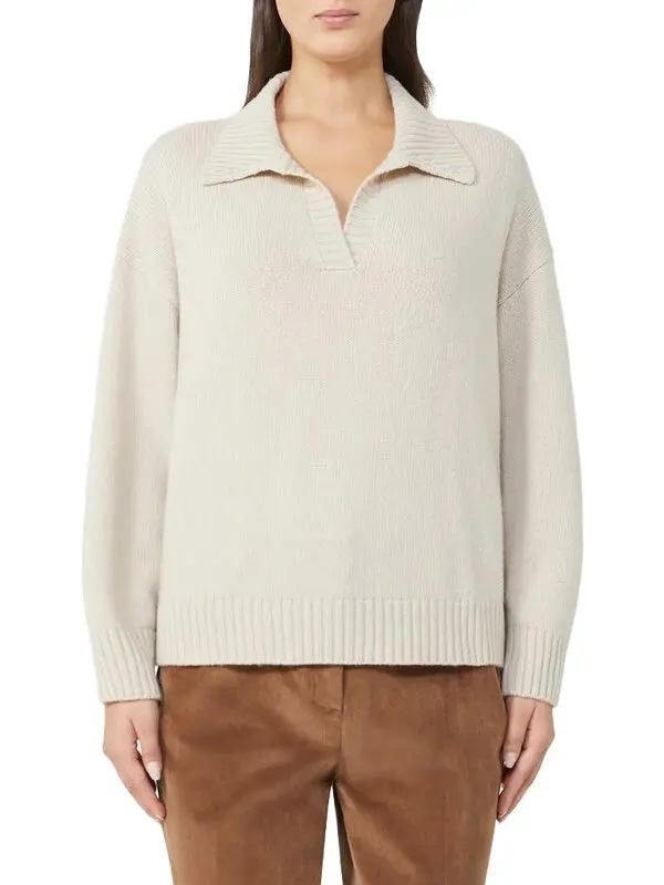Max Mara Collared Wool Sweater - Beige