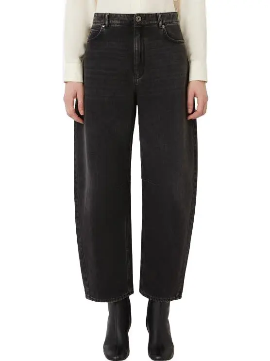 Max Mara High Waist Barrel Leg Jeans - Black