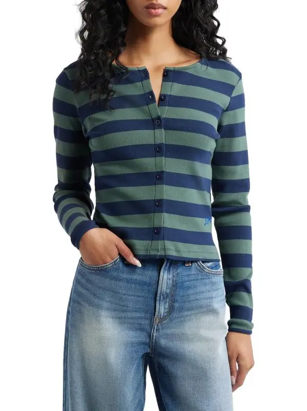 DAMSON MADDER Sybil Stripe Cardigan - Green