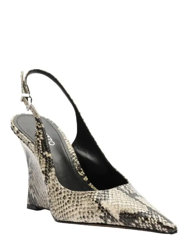 AREZZO Rowen Slingback Pointed Toe Wedge Pumps - Natural Snake