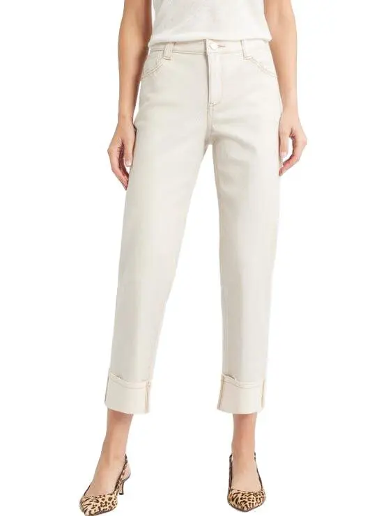 Wit & Wisdom High Waist Fray Hem Jeans - Blanched Almond