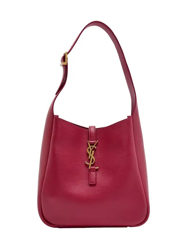 Saint Laurent Le 5 À 7 Small Grained Leather Hobo Bag - Dark Pink