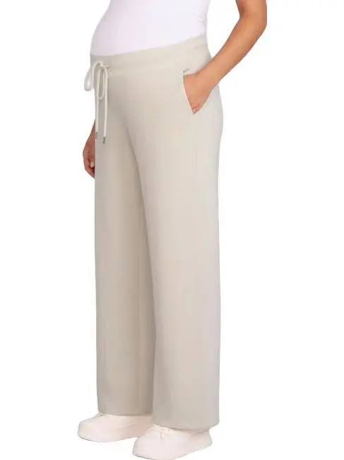 Motherhood Maternity Wide-leg Maternity Sweatpants - Antique White
