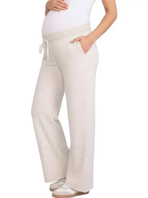 Motherhood Maternity Wide-leg Maternity Sweatpants - Heather Oatmeal