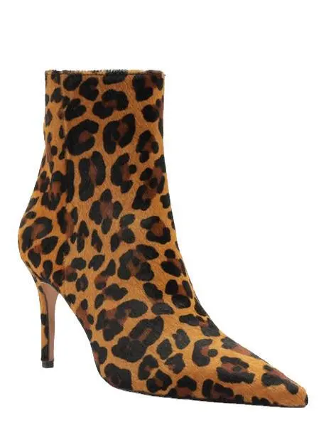 Schutz Mikki Pointed Toe Calf Hair Bootie - Leopard
