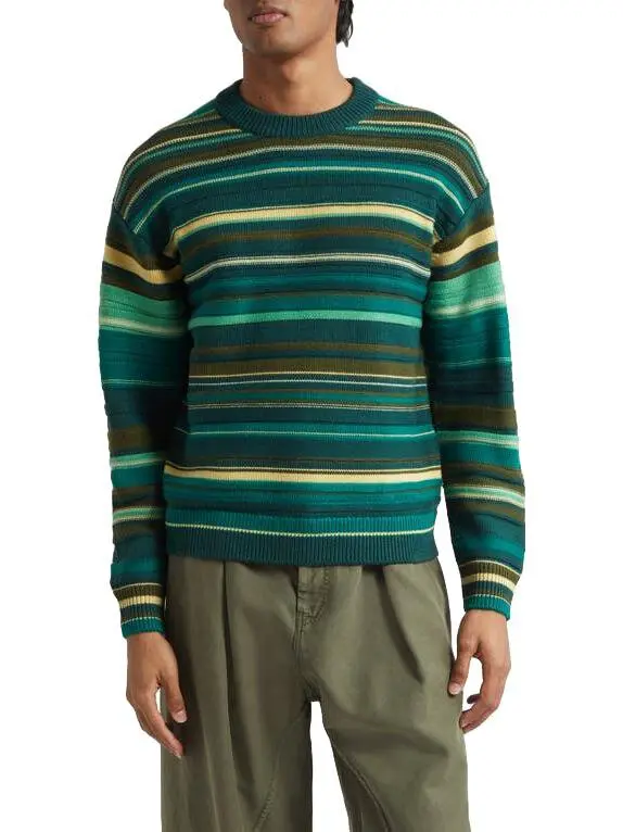 JW Anderson Stripe Extrafine Merino Wool Sweater - Green/multi