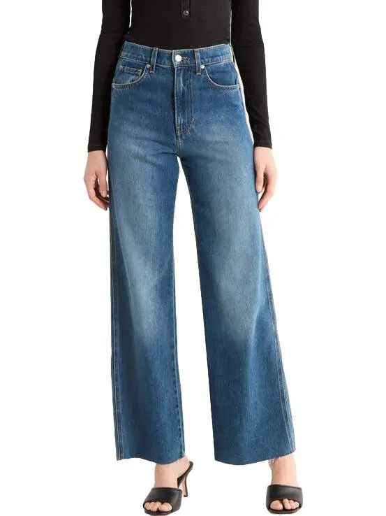 Veronica Beard Taylor Raw Hem Wide-leg Jeans - Rebel Moon