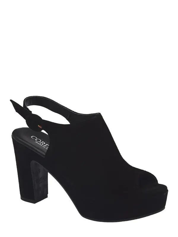 Cordani Tess Slingback Platform Sandal - Black Suede