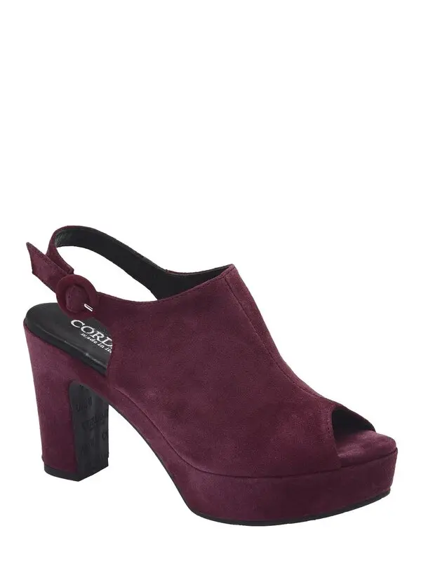 Cordani Tess Slingback Platform Sandal - Eggplant Suede