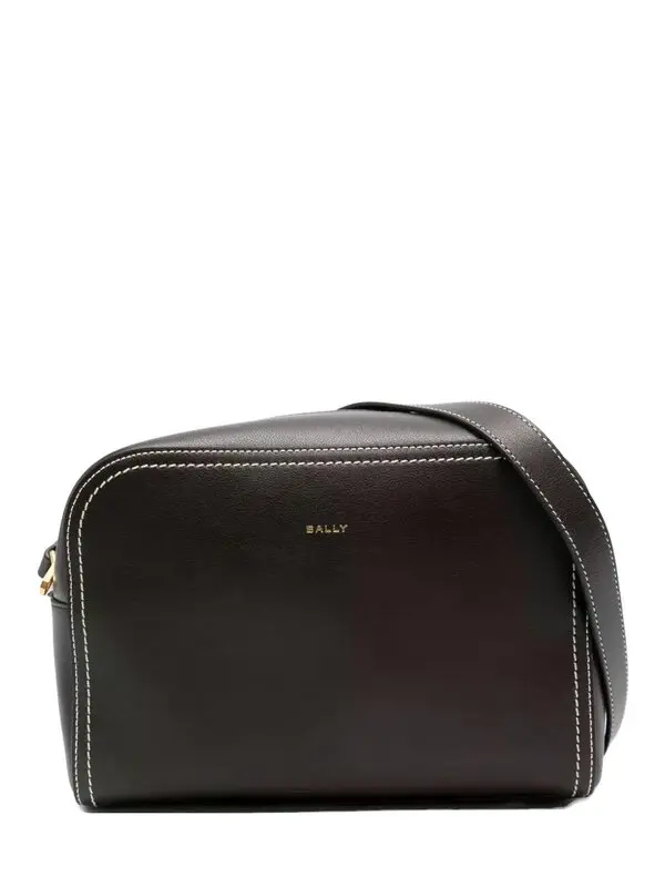 Bally Leather Shoulder Bag With Contrast Stitching - Black