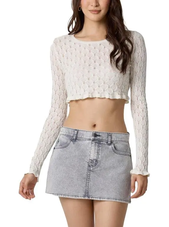 FLORENCE BY MILLS Honeycomb Lace Knit Cropped Sweater - Jet Stream