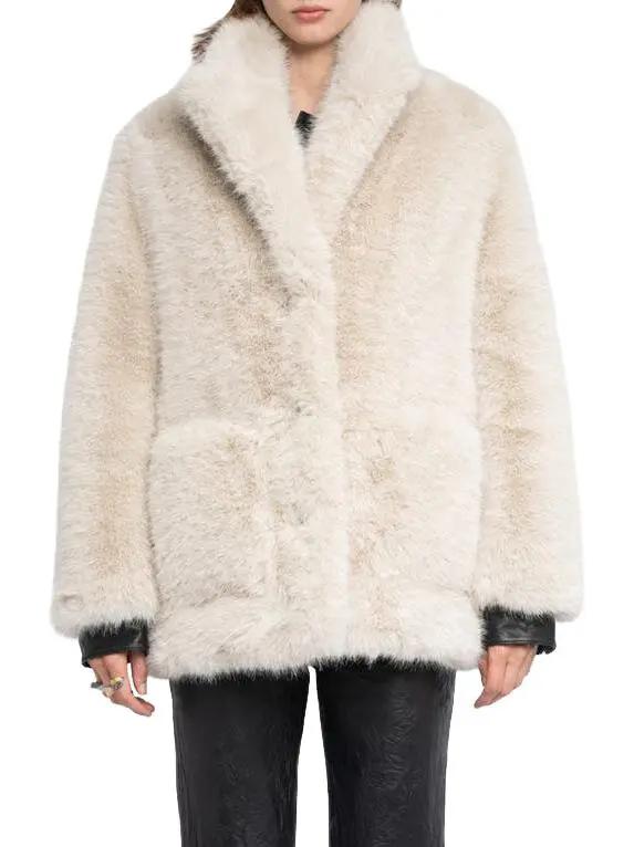 Zadig&Voltaire Fleur Faux Fur Coat - Ecru