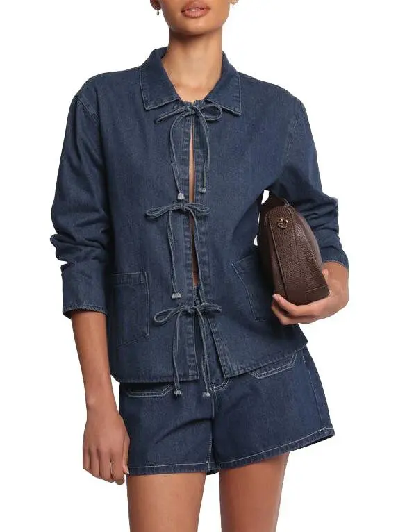 PETAL & PUP Bow Front Shacket - Denim