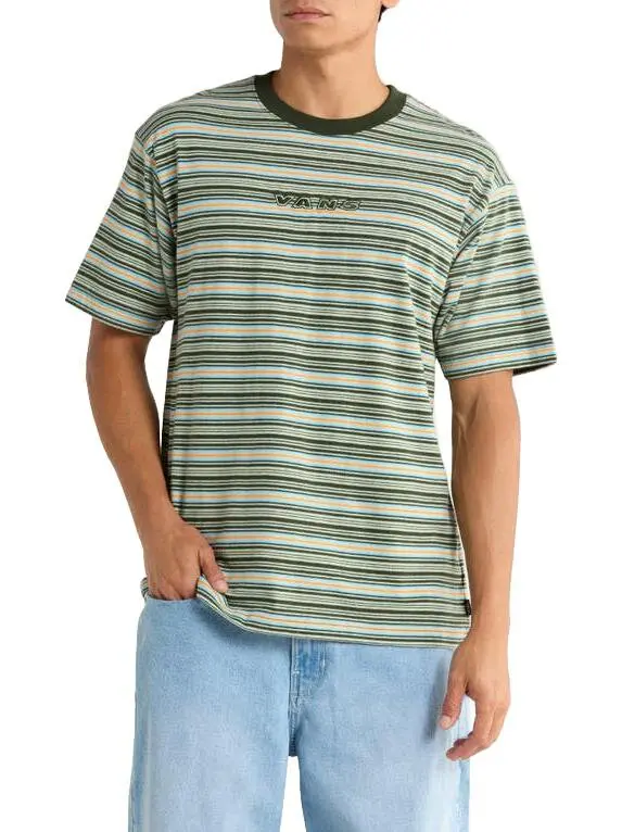 VANS Cameron Stripe Cotton T-shirt - Gray Olive
