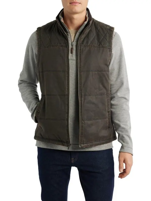 Johnston & Murphy Antique Cotton Quilted Vest - Brown