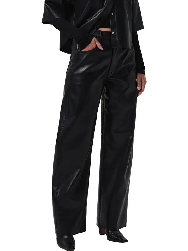 Citizens Of Humanity Ayla Baggy Recycled Leather-blend Pants - Black
