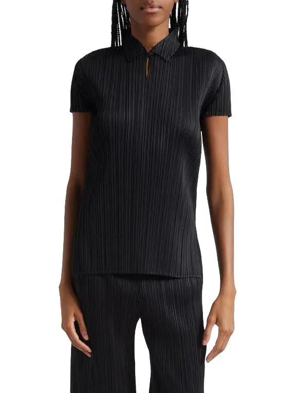 Issey Miyake Monthly Colors August Pleated Polo - Black