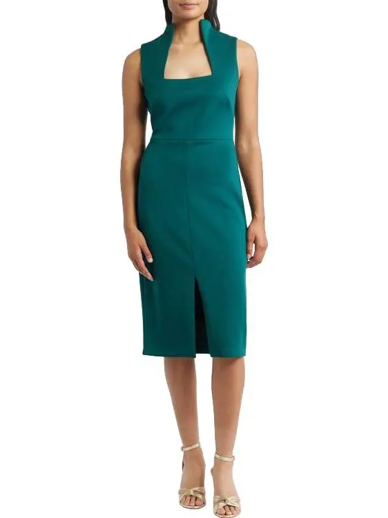 Vince Camuto Laser Cut Scuba Crepe Sheath Dress - Pine