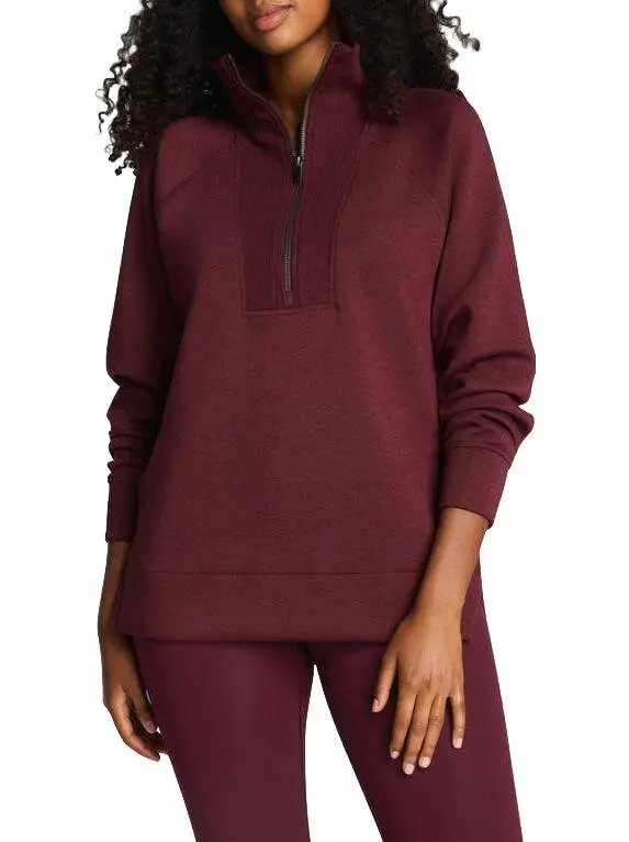 Spanx Air Essentials Brushed Half-zip Sweatshirt - Cassis Heather
