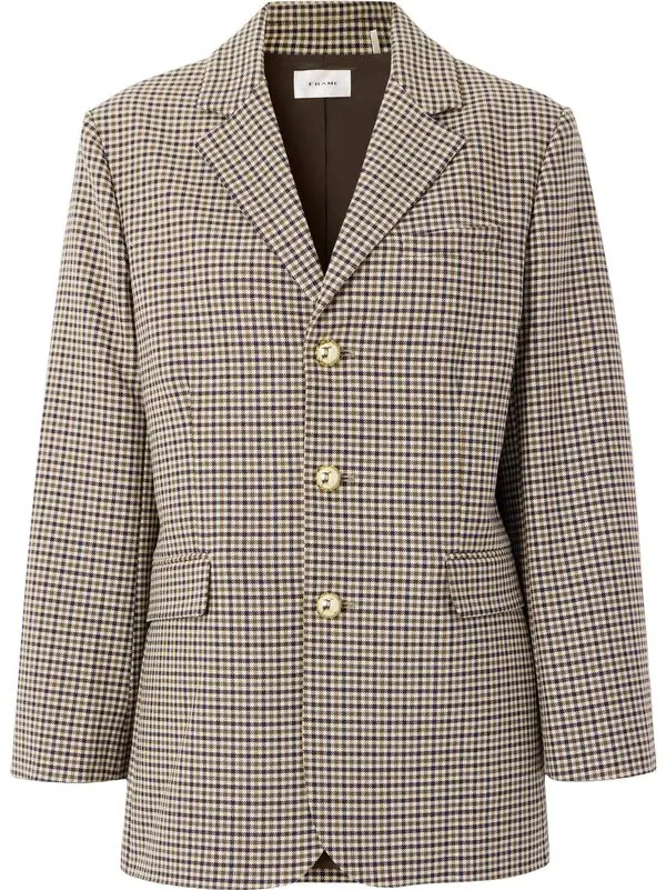 FRAME Houndstooth Tweed Blazer - Neutrals