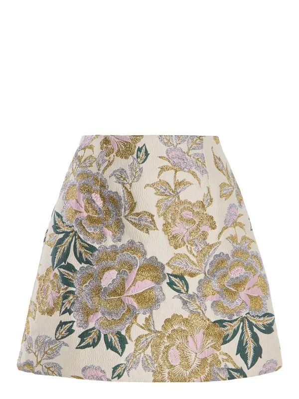 Carolina Herrera Floral Jacquard Mini Skirt - Ivory