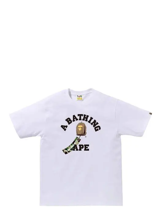 A BATHING APE Japanese Wind Chimes College Tee Shirt - White