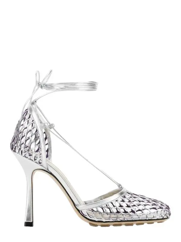 Bottega Veneta Stretched Lace-up Sandals - Silver