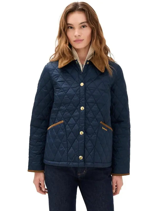 Barbour Icons Cropped Liddesdale Quilted Barn Jacket - Navy/classic