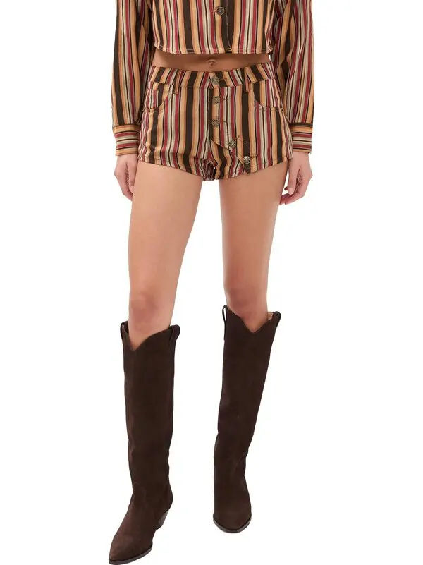 Lioness Sundrenched Striped Denim Shorts - Vintage Stripe